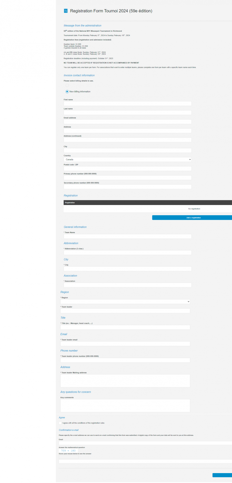 REGISTRATION PROCESS - Tournoi M11 Mousquiri